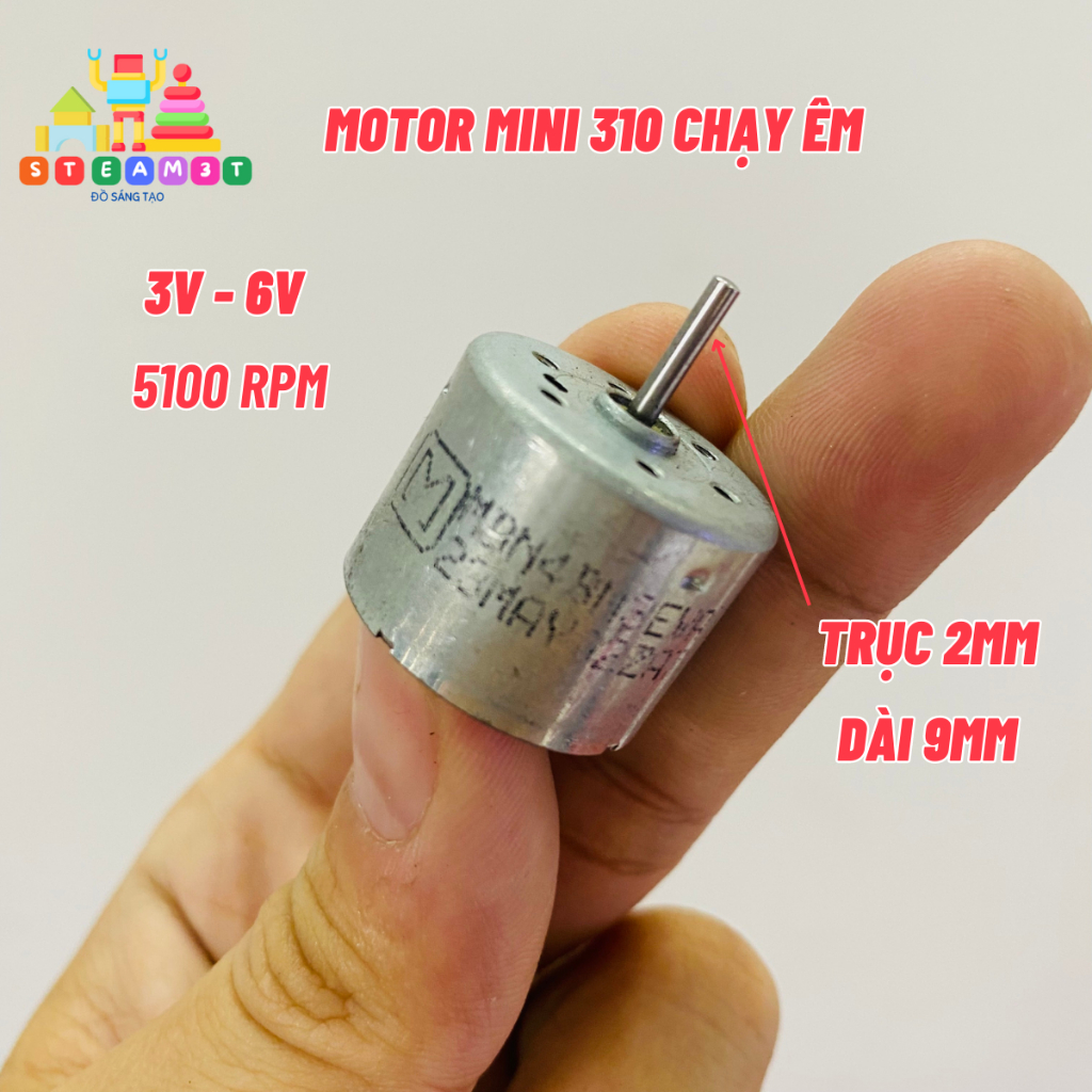 Motor mini 310 3v - 9v chạy êm dòng điện nhỏ 10mA tốc độ 3500 - 7000 ...