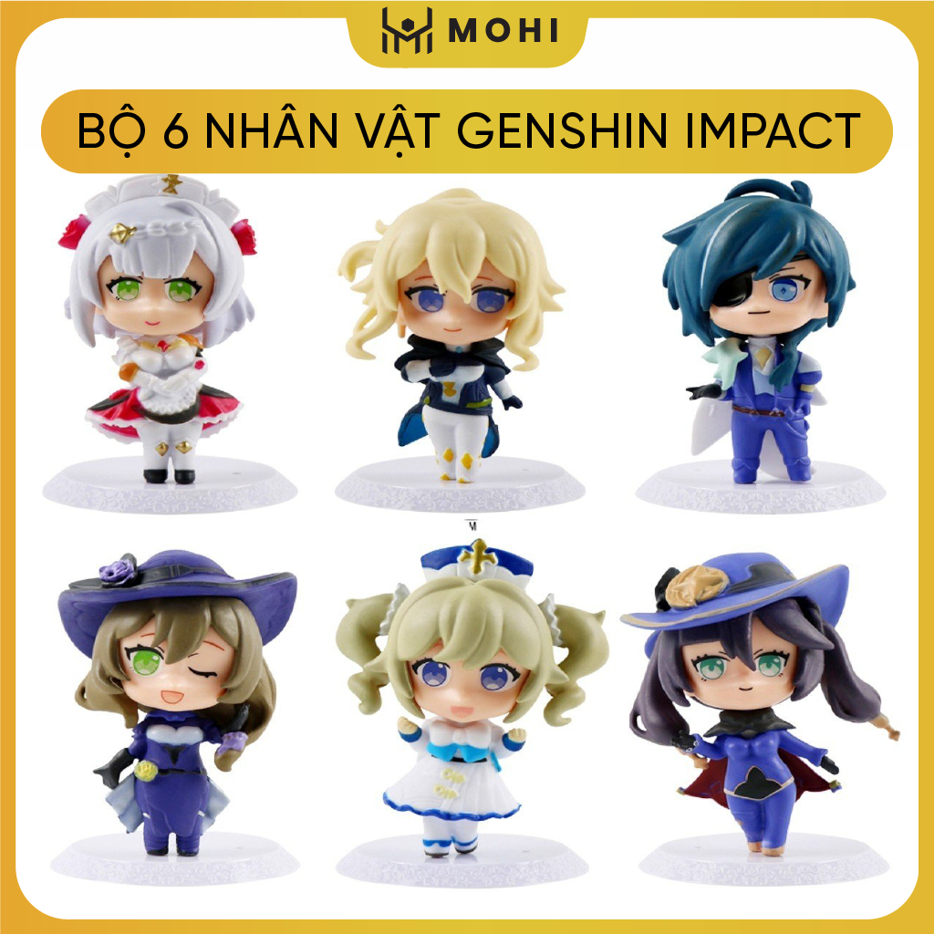 Mô Hình Genshin Bộ 6 nhân vật Jean, Lisa, Barbara, Noelle, Mona, Kaeya ...