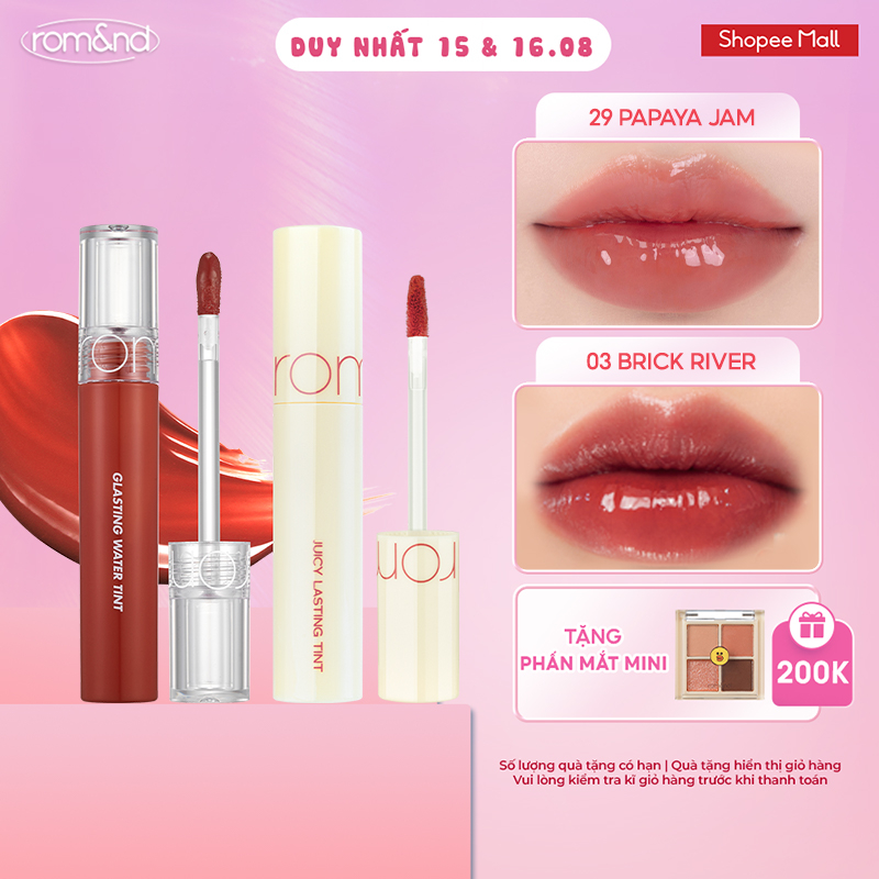 Combo Son Tint Bóng Lì Hàn Quốc Romand Juicy Lasting Tint 5 5g Son