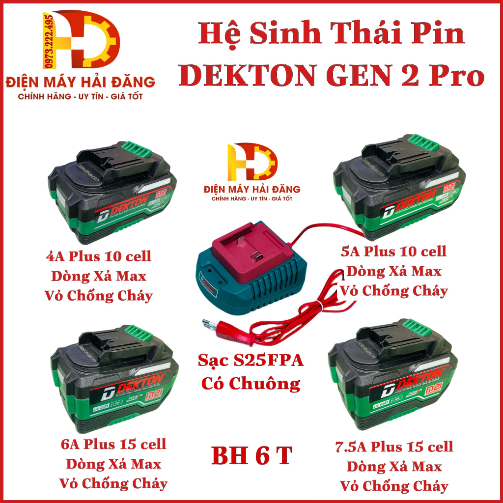 Pin DEKTON M21 Gen2 pro Chân pin phổ thông vỏ chống cháy.4A/5A/6A/7.5A ...