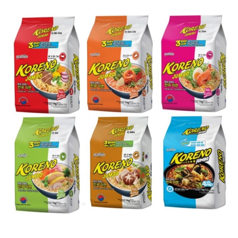 Mì Koreno Jumbo Hàn Quốc 1Kg Gà - Bò Cay - Kim Chi - Tôm | Shopee Việt Nam