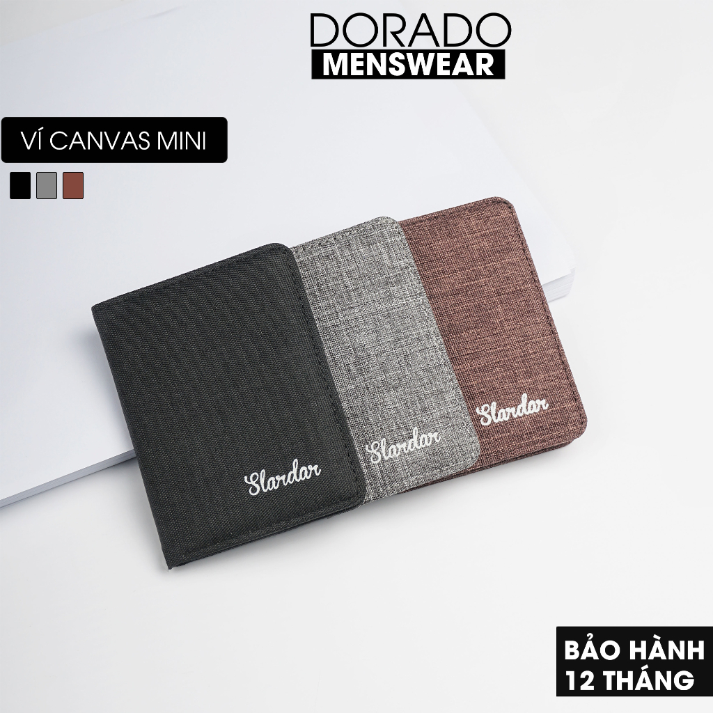 Ví nam vải canvas Sladar nhỏ gọn cầm tay, Bóp nam vải nhỏ gọn dáng đứng ...
