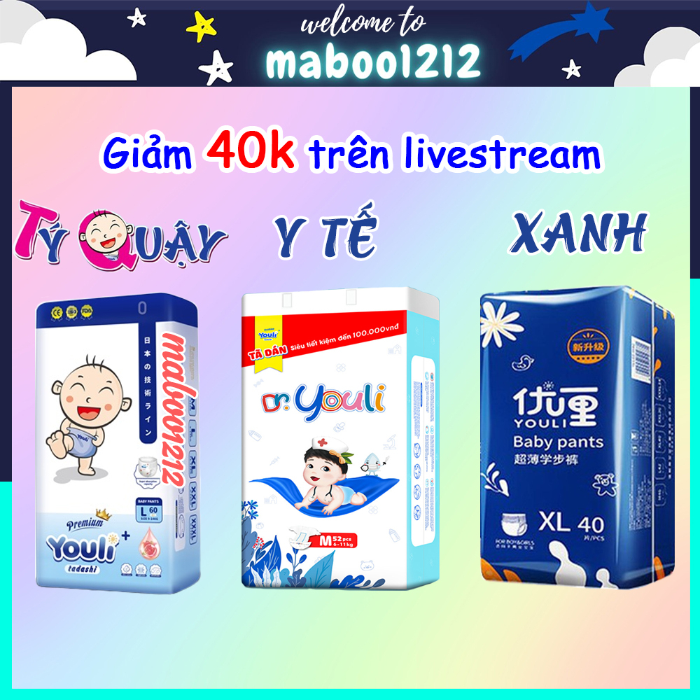 Bỉm YOULI XANH, YOULI MANUKA dán/quần đủ Size S,M,L,XL,XXL,3XL | Shopee ...