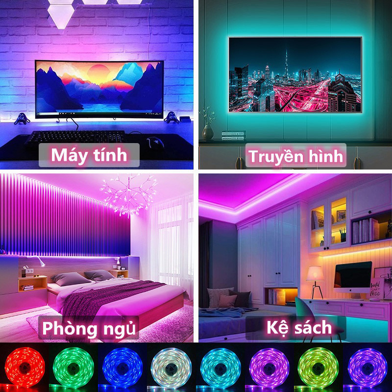 Đèn dây led ARGB(cao cấp)16 triệu màu cuộn 10M(có keo dán) điều khiển ...