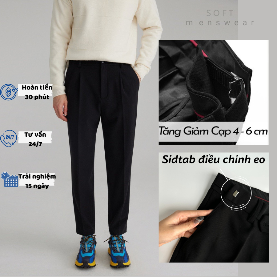 Quần âu nam SOFT MENSWEAR, quần tây nam sidetab cạp cao hàn quốc ống ...