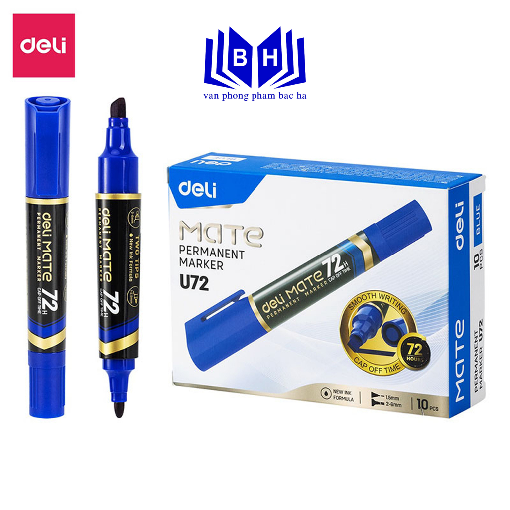 Bút lông dầu/ Bút dạ dầu 2 đầu Deli EU72 ( U72 ), bút đánh dấu, không xóa được, bút dạ kính viết ...