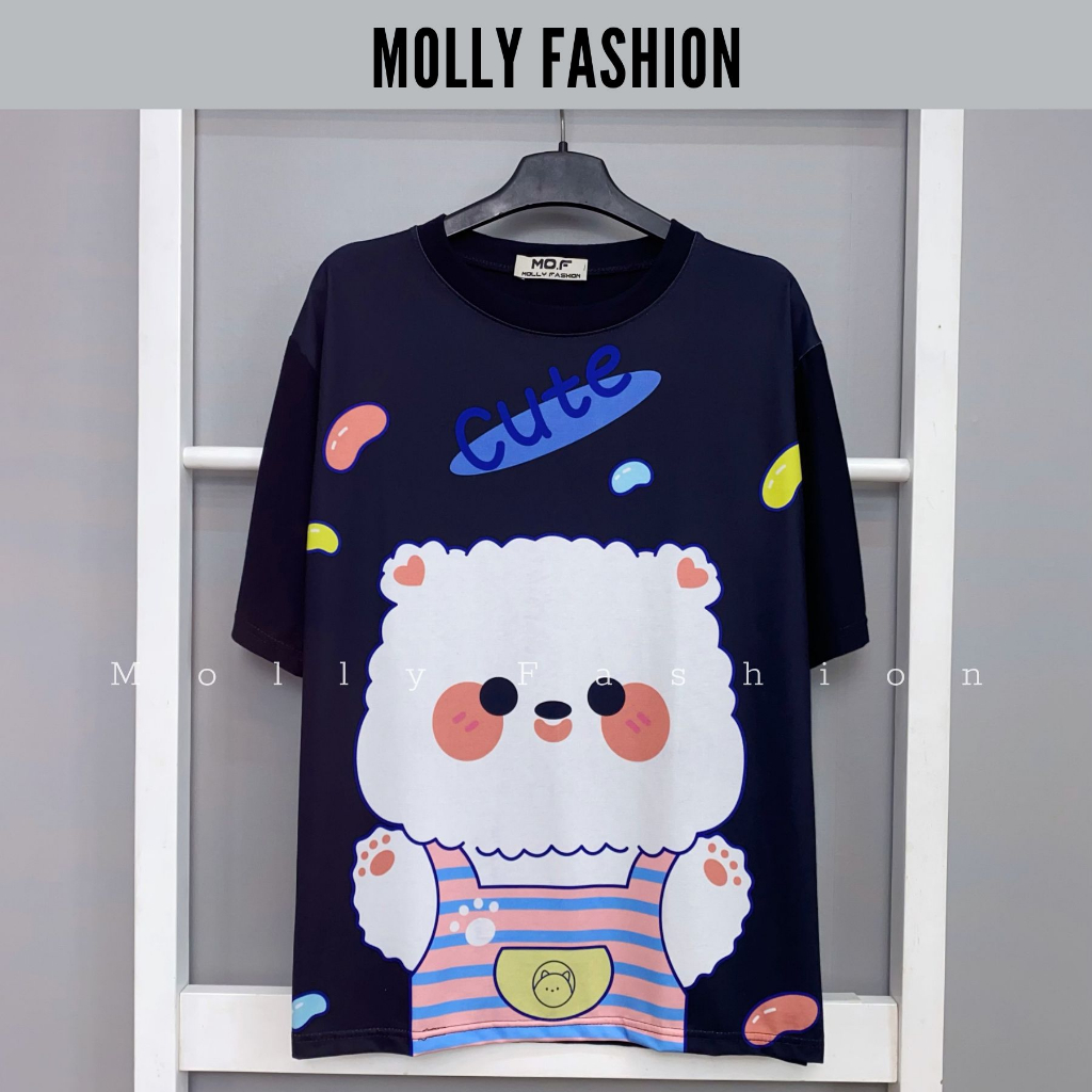 Áo thun tay lỡ GẤU BÔNG CUTE form rộng Unisex Freesize dành cho nam nữ Molly Fashion | Shopee ...