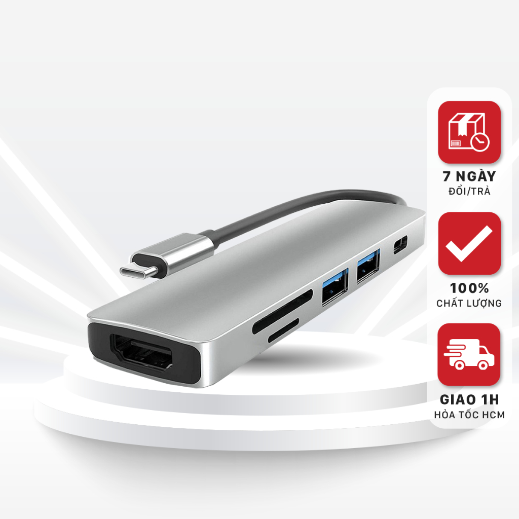 Hub chuyển đổi USB TypeC 6 trong 1 SEASY SS26, Cổng chuyển đổi HUB USB TypeC to HDMI, 1 cổng ...
