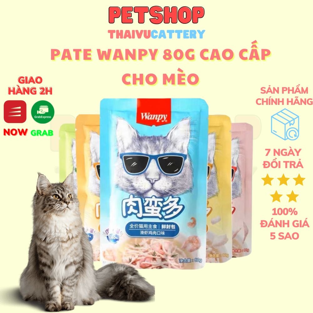 Pate Wanpy vị mới cao cấp giàu dinh dưỡng cho mèo mọi lứa tuổi gói 80gr ...