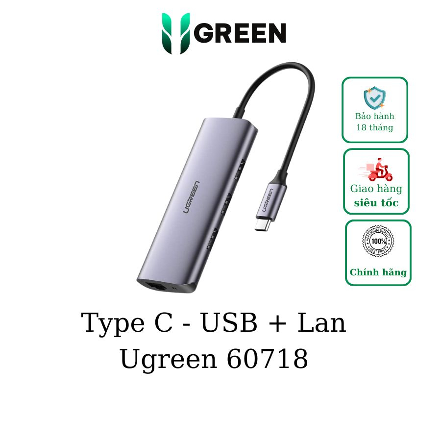 Bộ chia Type C 4 cổng USB 3.0 + Lan RJ45 Ugreen 60718 | Shopee Việt Nam