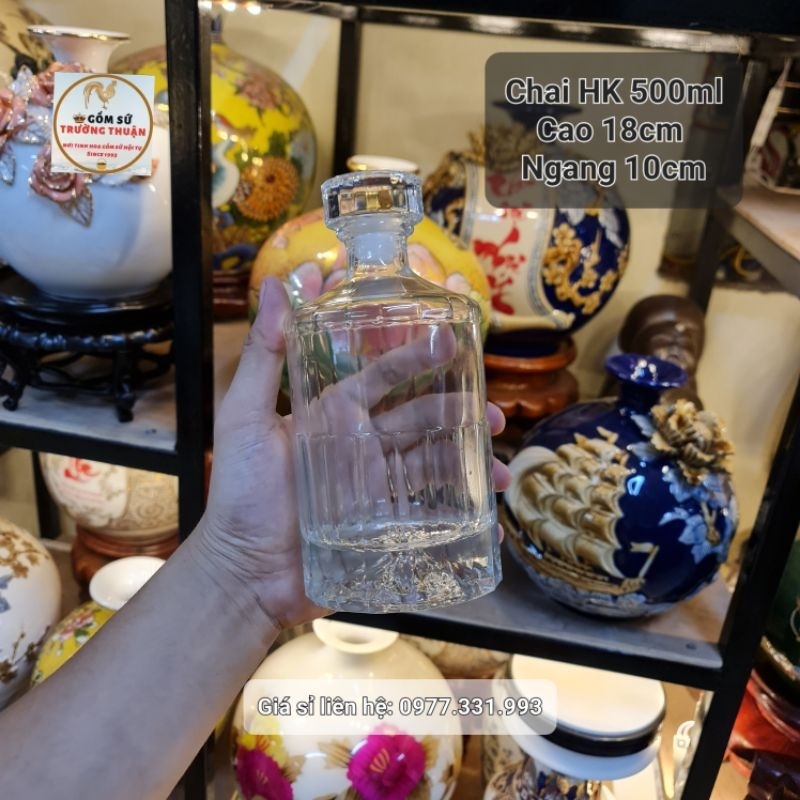[ VIPShop ] Vỏ Bình Thủy Tinh XO Tròn Đựng Rượu 500ml, Chai đựng rượu XO, Hàng Loại 1, HK 500ml ...