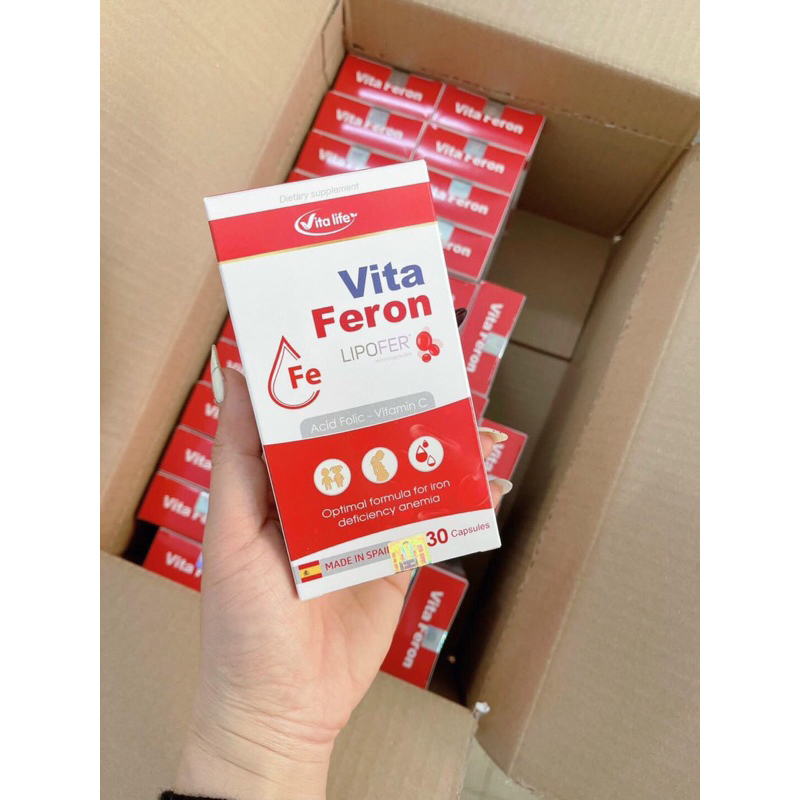 Sắt sinh học Vitaferon hộp 30 viên ( chứa sắt Lipofer) | Shopee Việt Nam