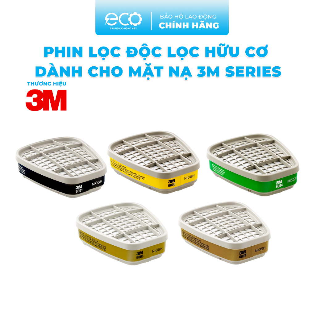 Phin lọc độc, phin lọc hữu cơ 3M 6001, 3M 6003 ,3M 6004, 3M 6006 và 3M 6007 dành cho mặt nạ 3M ...