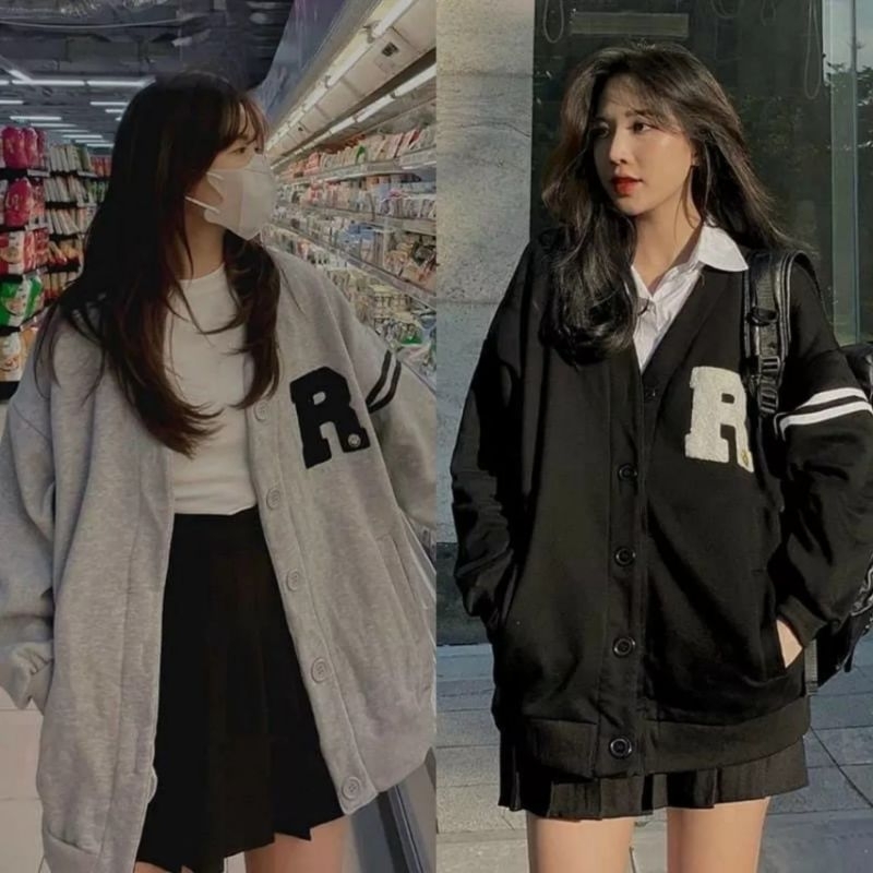 Áo Khoác Nỉ CARIGAN Nỉ Form Rộng Chữ RRRRRR | Shopee Việt Nam