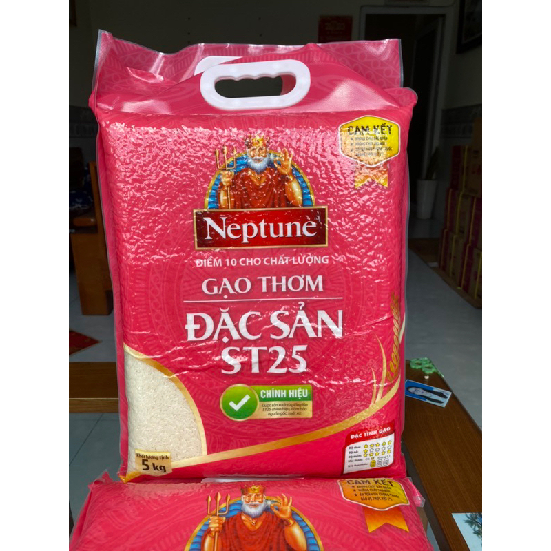 Gạo Thơm Neptune Đặc Sản ST25 5kg ép chân không | Shopee Việt Nam