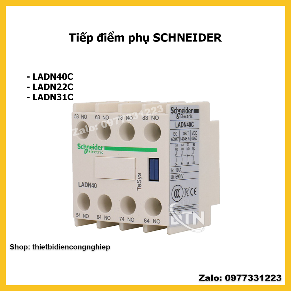 Schneider Tiếp điểm phụ, phụ kiện khởi contactor LADN40C (4NO), LADN22C ...