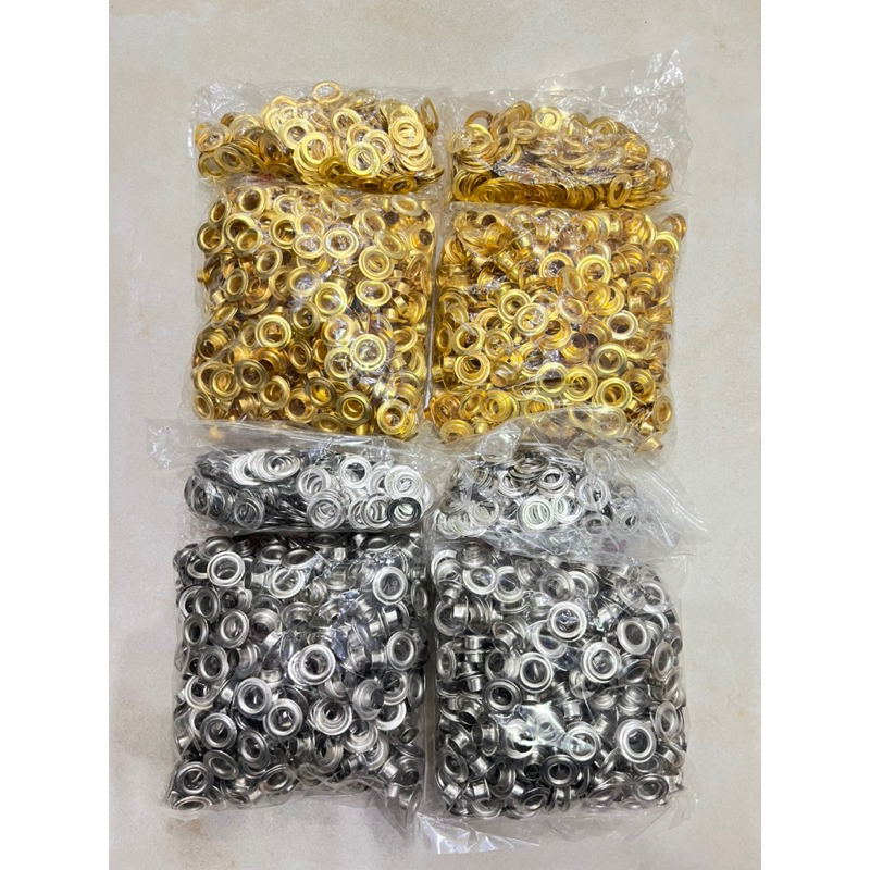 Khoen mắt cáo ore 8mm Sắt xi màu Vàng màu Bạc (Túi 400 khoen + 400 long đền) | Shopee Việt Nam