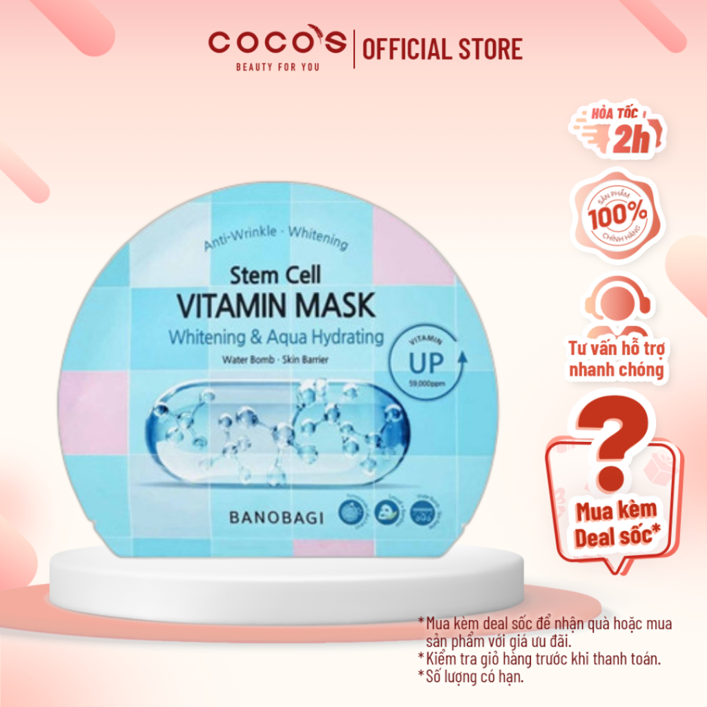 Mặt Nạ Banobagi Dưỡng Sáng, Cấp Nước Cho Da Stem Cell Vitamin Mask 30g - Whitening & Aqua ...