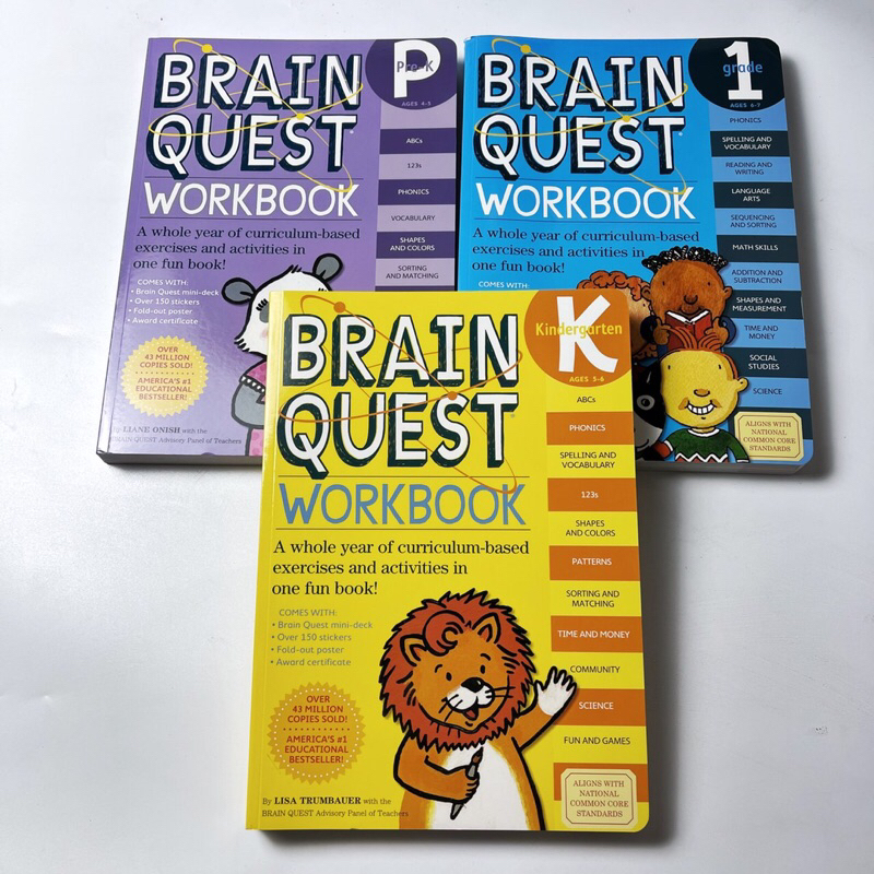 [Nhập Khẩu] Bộ Brain Quest Workbook 3 Level Pre K, K, 1 Khổ A4 | Shopee Việt Nam