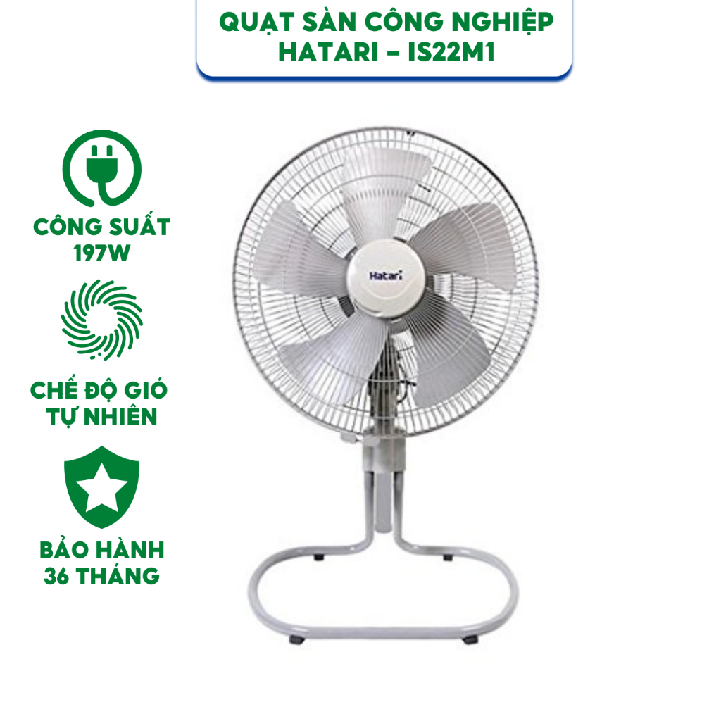 Quạt chân quỳ công nghiệp Hatari IS22M1 Thái Lan - 197W - Hàng chính ...