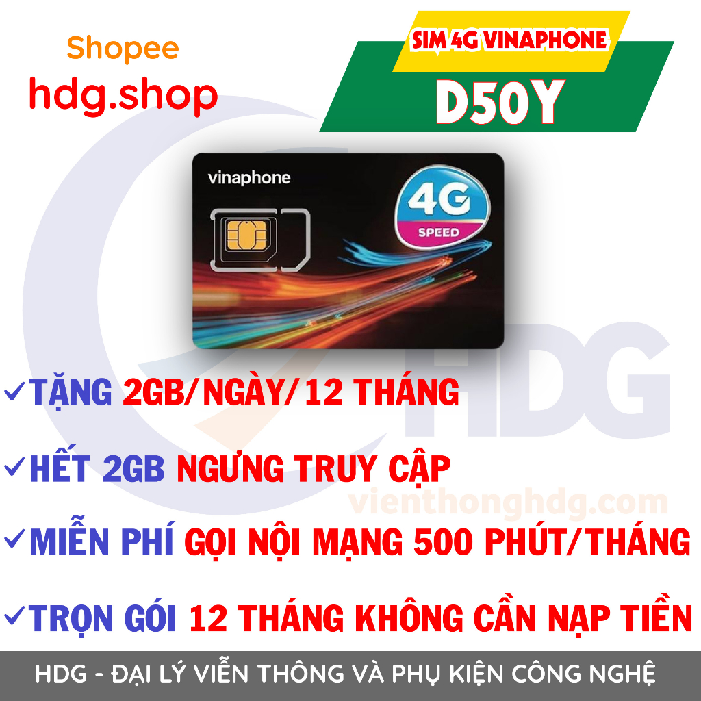 [Miễn phí 1 năm] SIM 4G Vinaphone VD89 VD149 2GB-4GB/ngày, D169G tặng 7gb/ngày, gọi miễn phí ...