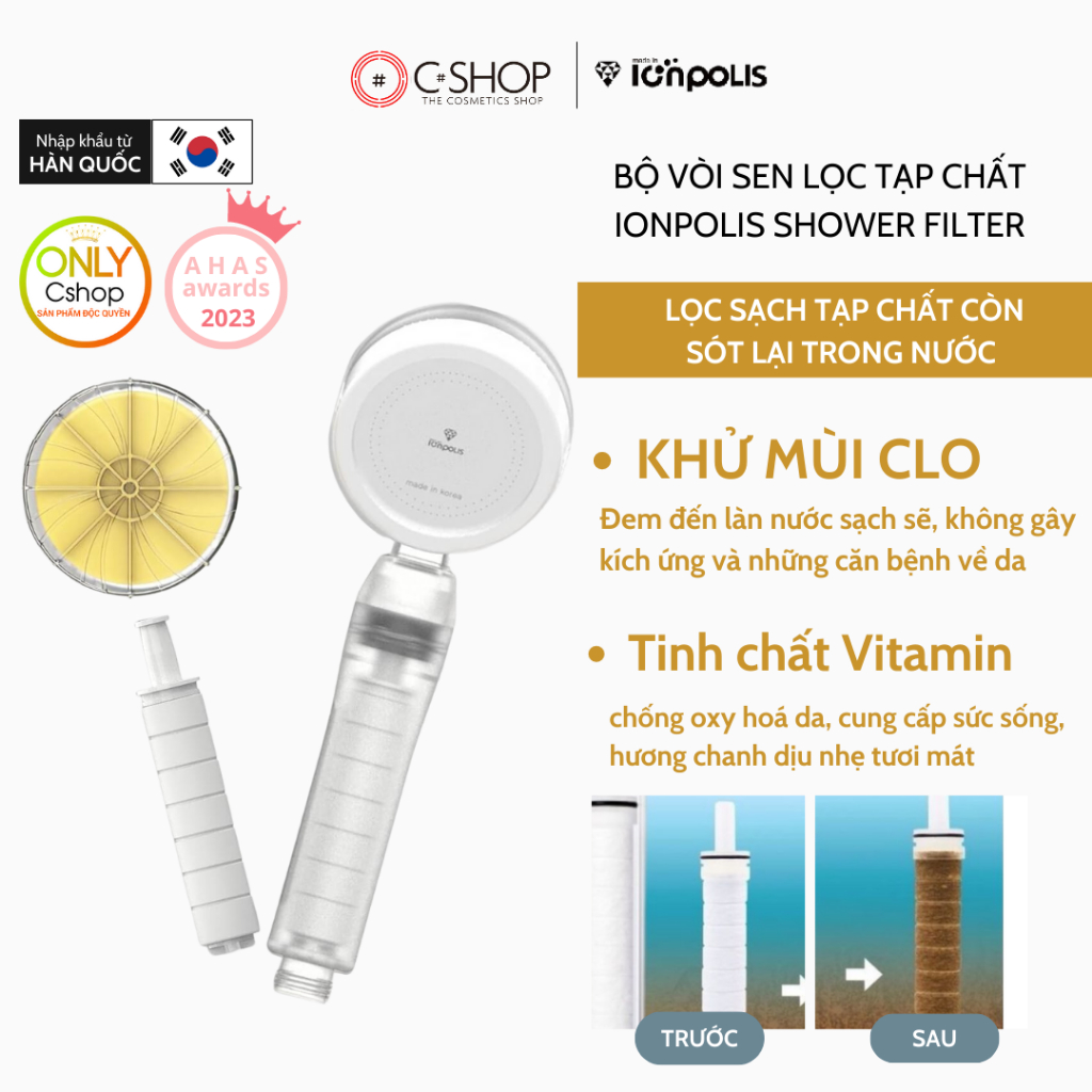 Bộ Vòi Sen Lọc Tạp Chất IONPOLIS Shower Filter_Mỹ phẩm Hàn Quốc chính hãng | Shopee Việt Nam