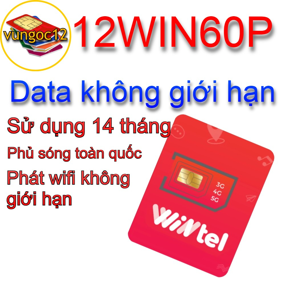 [ KM 14 THÁNG] SIM 4G VINA Wintel 12WIN89 12WIN60P 12WIN60 K GIỚI HẠN ...