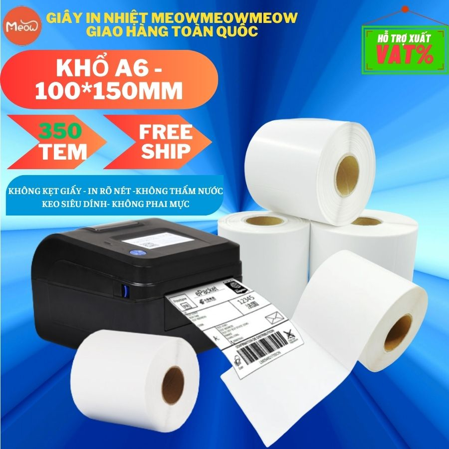 Giấy in nhiệt A6 100x150mm 350 tờ - Decal dán nhiệt tem TMĐT A6 10*15cm ...