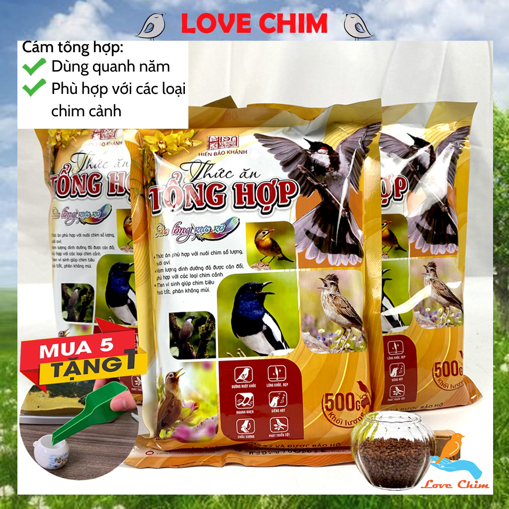 Cám chim tổng hợp Hiển Bảo Khánh 500gr - Cám chim Chào Mào,khướu,Chòe,Mi - Thức ăn cho chim ...