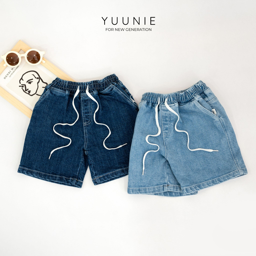 Quần short đùi jean bé trai bé gái quần cộc bò co giãn mềm mại phối dây ...