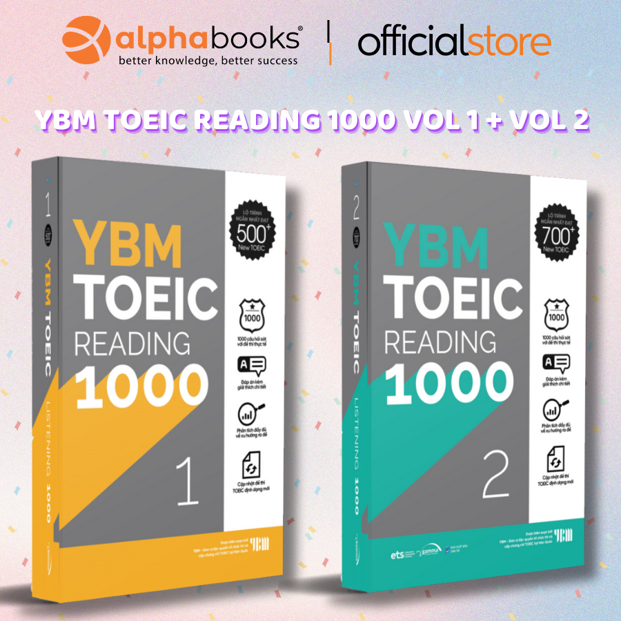 Sách: Combo YBM TOEIC Reading 1000 Vol 1 + Vol 2 - 1000 Câu Hỏi Bám Sát ...