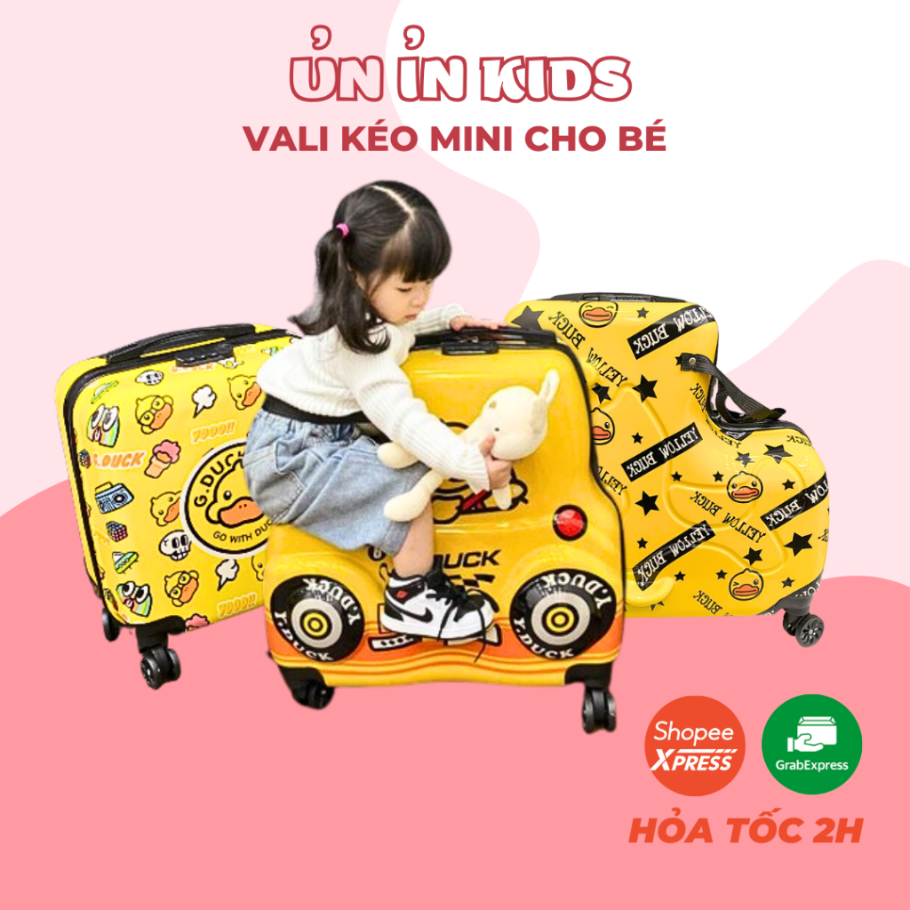 Vali kéo mini du lịch cho bé hình con vịt vàng Y-DUCK ngộ nghĩnh kiêm ...