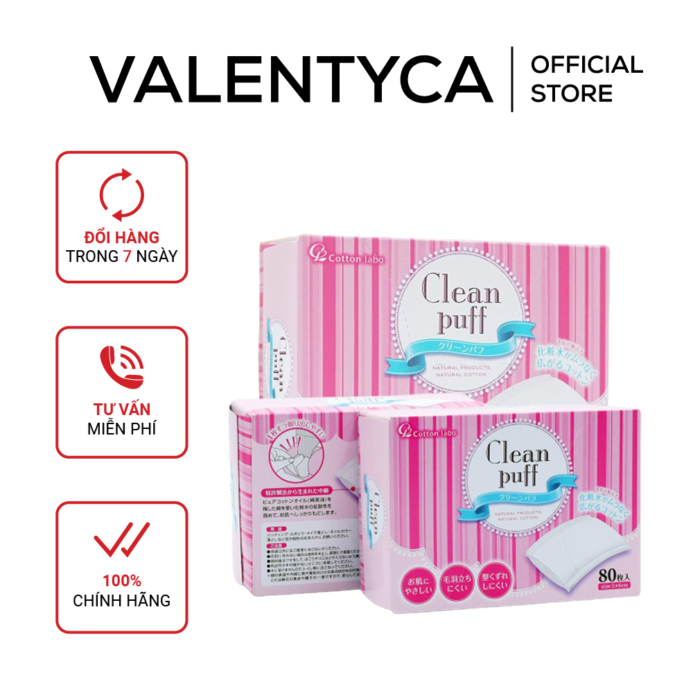 Bông tẩy trang cao cấp Clean Puff Nhật Bản (1 hộp 80 miếng) | Shopee ...