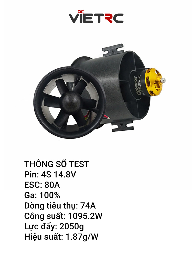 QX-Motor ducted fan 70mm 6 cánh QF2827 3800kv 3-4s (EDF QX-Motor 70mm 6 ...