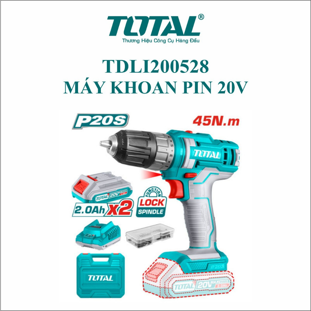 Máy khoan pin 20V TOTAL TDLI200528 hàng chính hãng | Shopee Việt Nam