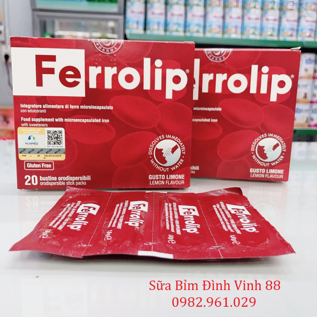 Ferrolip - sắt bột hữu cơ cho người lớn hộp 20 gói | Shopee Việt Nam