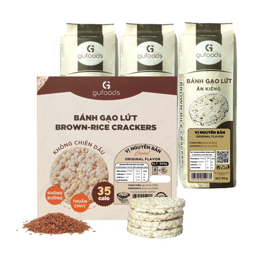Bánh gạo lứt - GUfoods diet brown-rice crackers (170g/300g/75g ...