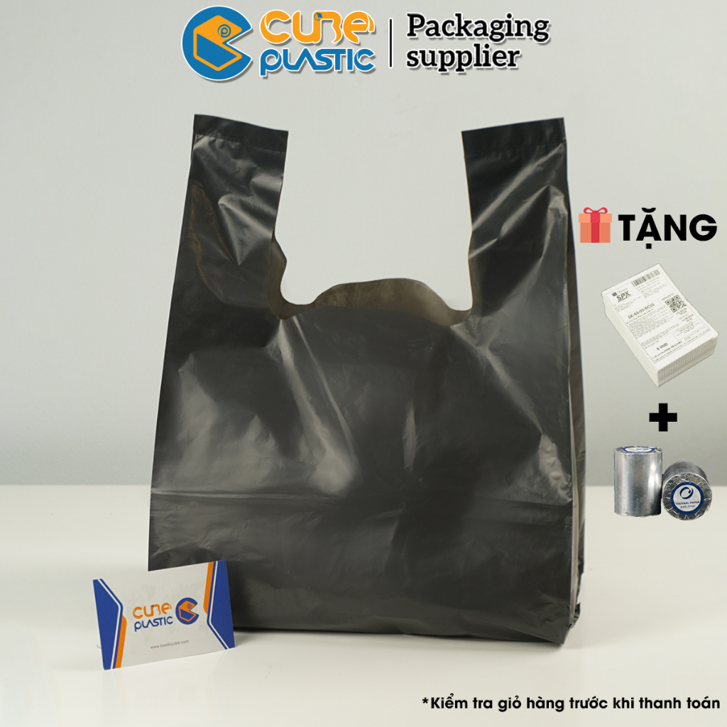 Túi Nilong Đen Quai Cắt M Đóng Hàng - CTY BAO BÌ CUBE | Shopee Việt Nam