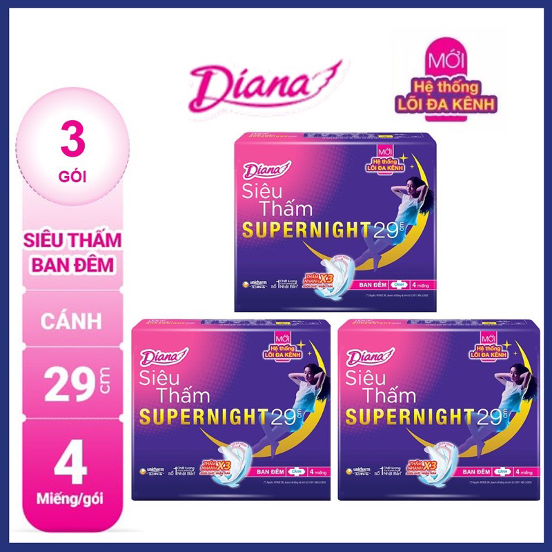 [BVS] Băng vệ sinh Diana Super Night 29cm 4 miếng | Shopee Việt Nam