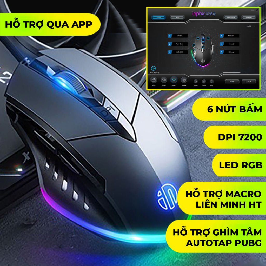 Chuột máy tính gaming SIDOTECH Inphic P1W bản có dây và không dây 7200 ...