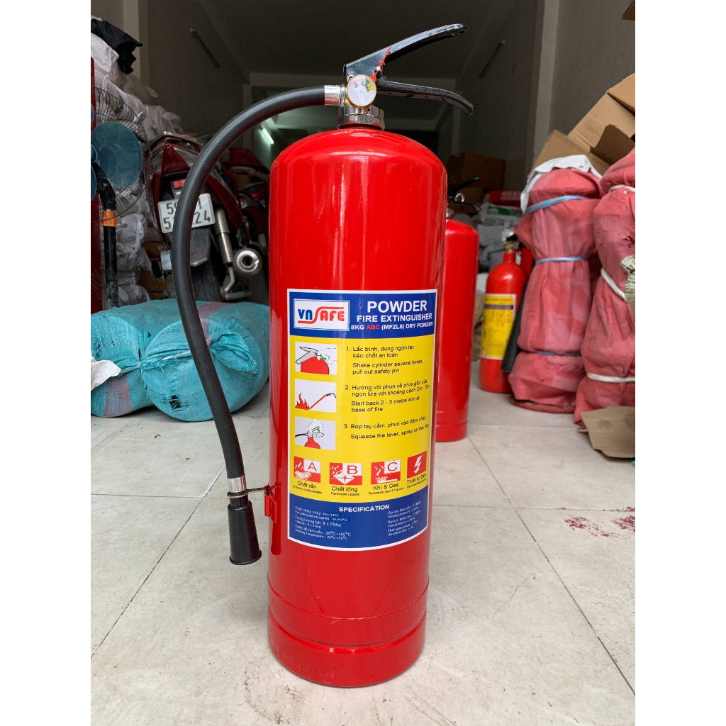 ( HÒA TỐC - SÀI GÒN ) BÌNH CHỮA CHÁY BỘT ABC 8kg-MFZL8 - ( HSD = 5 Năm ) - CÓ TEM KIẺM ĐỊNH ...