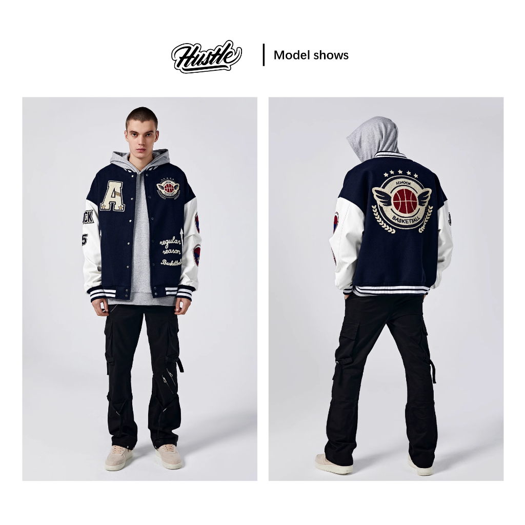 Áo khoác Bomber bóng chày nam nữ form rộng, chữ thêu bông cao cấp ...