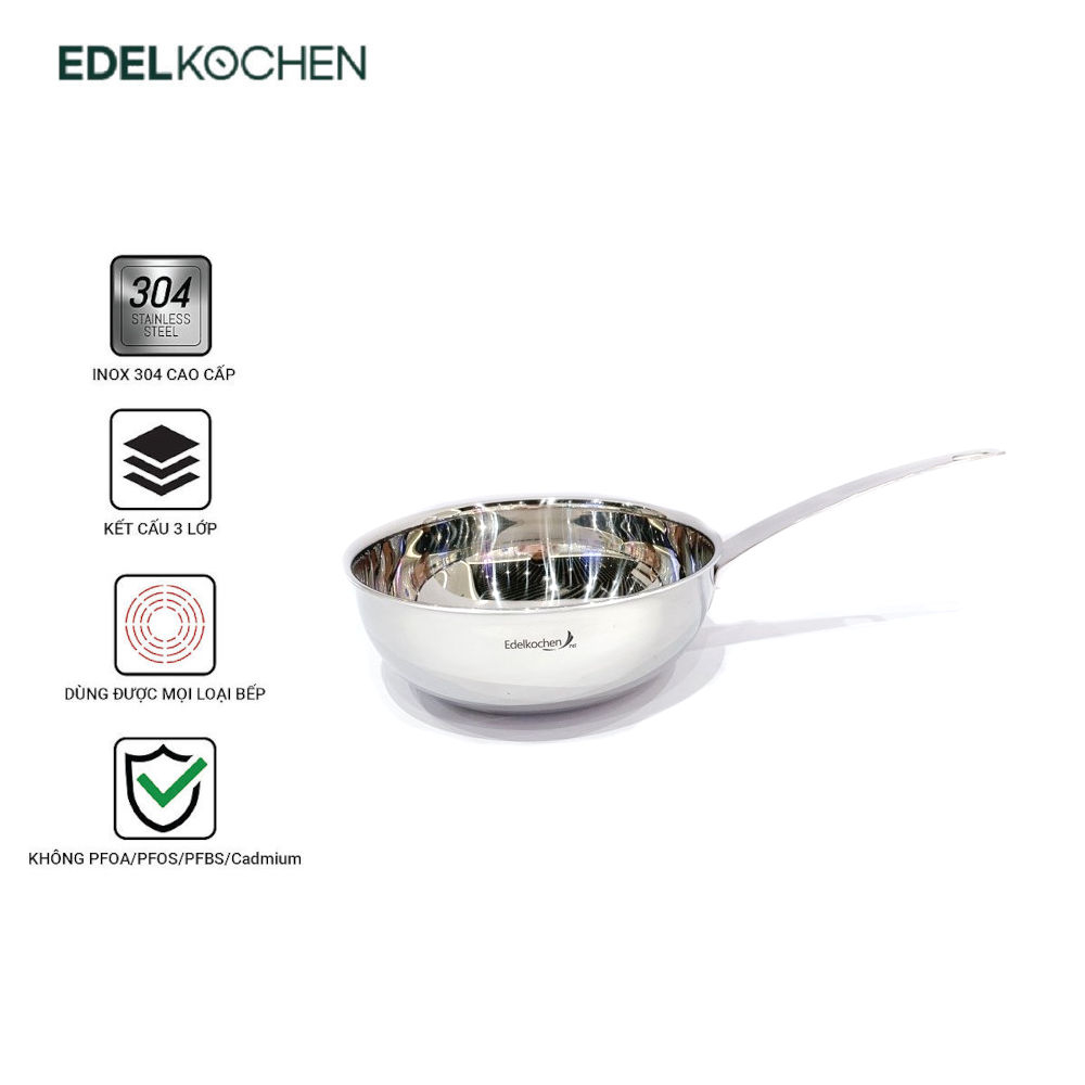 Chảo sâu lòng inox 304 đúc liền khối 3 lớp Edelkochen 22cm chuẩn Hàn Quốc đáy từ - Hàng chính ...