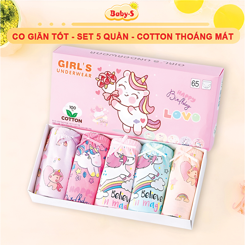 Quần lót bé gái 8-37kg xuất Hàn cao cấp kháng khuẩn thoáng khí (Set 5 quần) Baby-S – SC024 ...