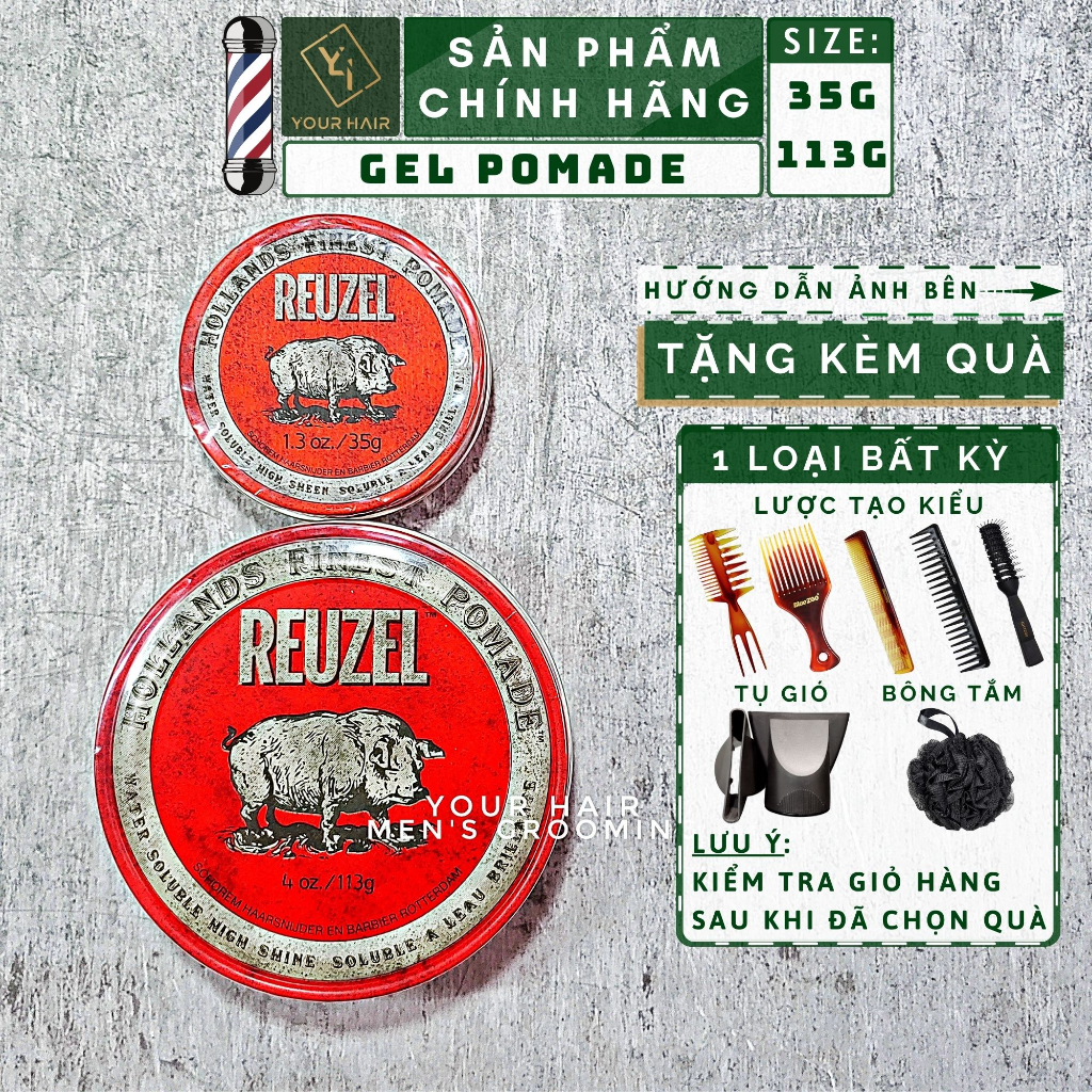 Sáp tạo kiểu tóc Reuzel Red Pomade - 35g & 113g | Shopee Việt Nam