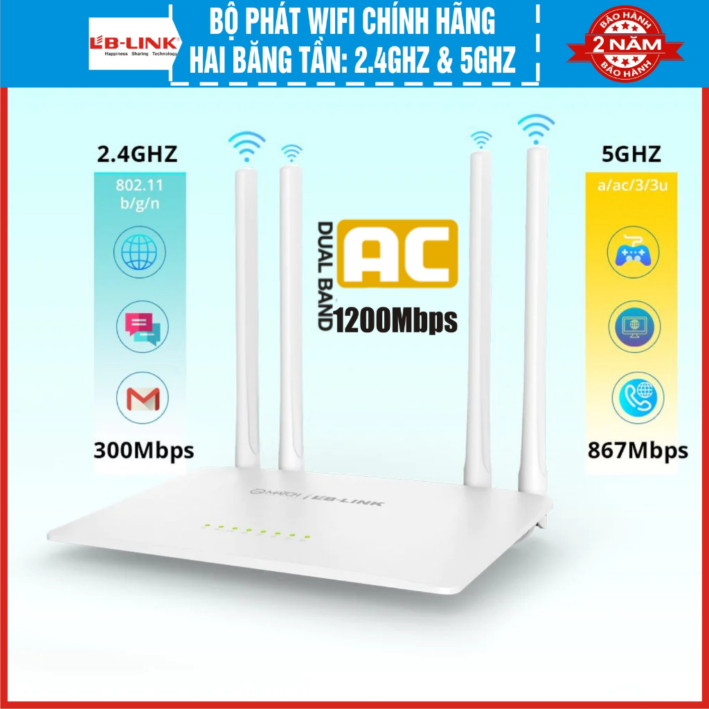Bộ phát sóng wifi LB-LINK BL-W1210M (AC1200-1200 Mbps) - Sóng cực khỏe ...