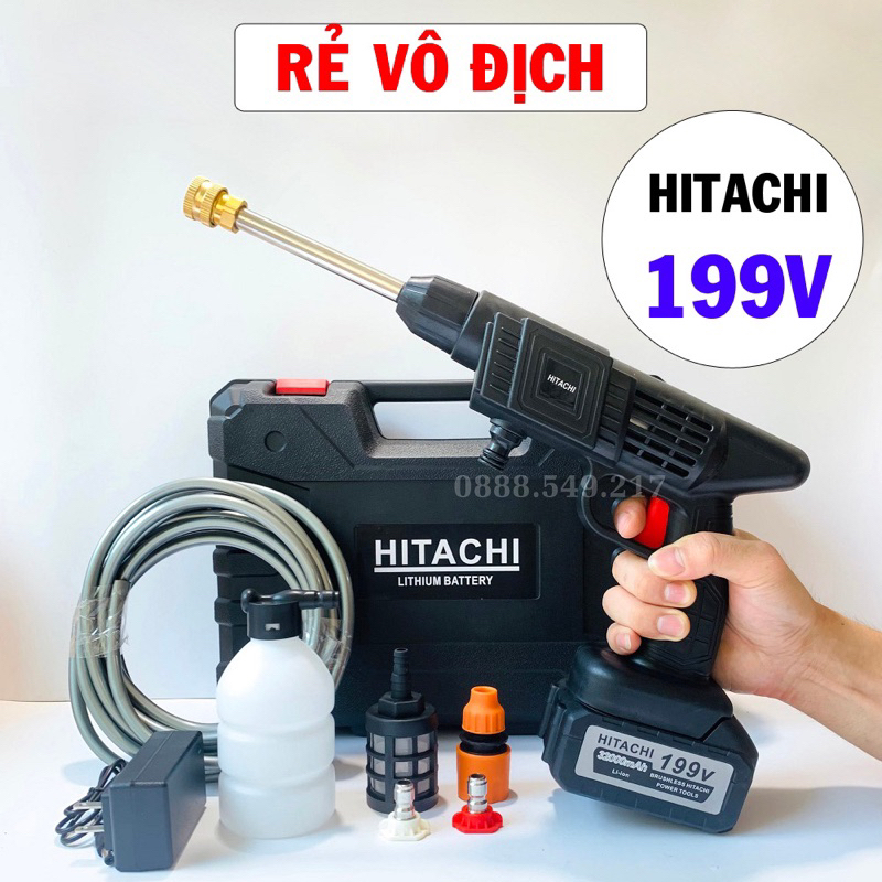 Máy rửa xe cầm tay HITACI 2 pin 10 cell , hàng công ty lõi đồng ...