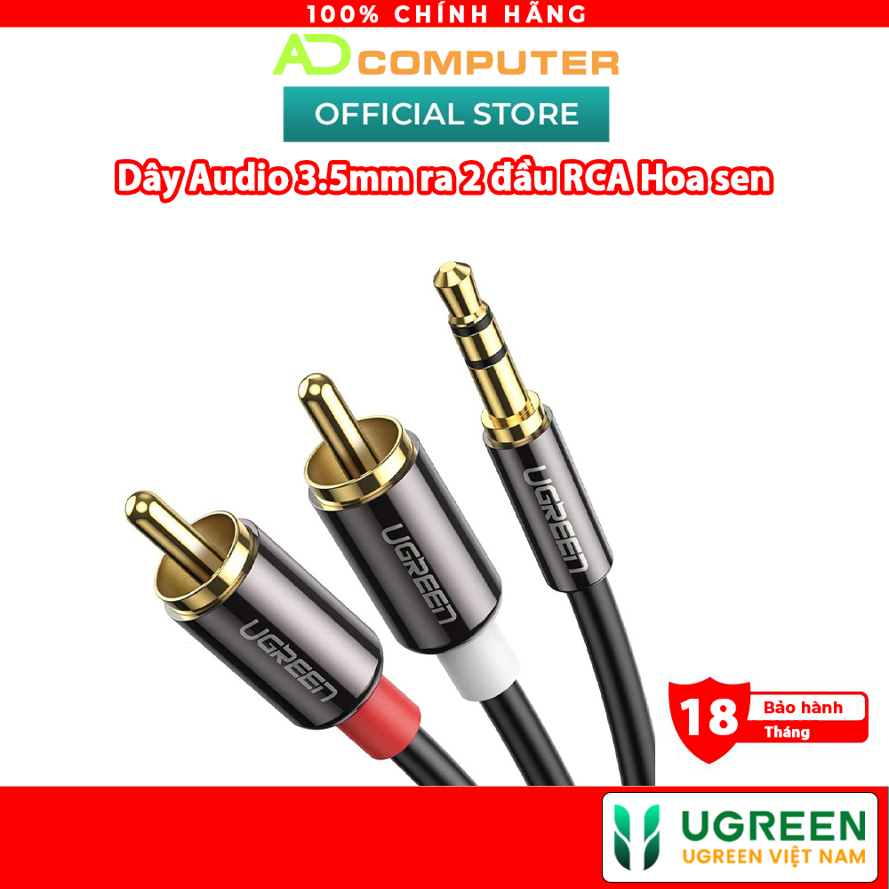 Dây Audio 3.5mm ra 2 đầu RCA Hoa sen UGREEN AV116 Hãng Phân Phối Chính Thức | Shopee Việt Nam