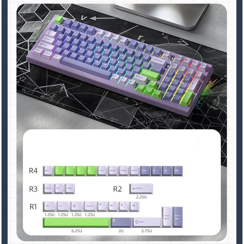 Bàn Phím Cơ Custom - X98 Pro / 3 Mode - Led RGB - Mạch Xuôi - Layout 98 ...