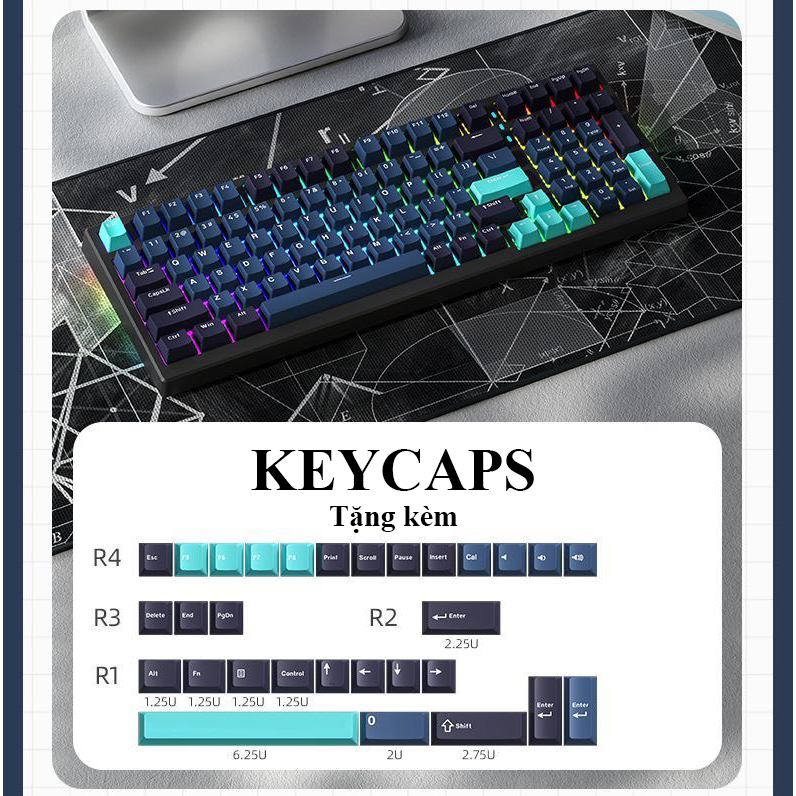 Bàn Phím Cơ Custom - X98 Pro / 3 Mode - Led RGB - Mạch Xuôi - Layout 98 ...
